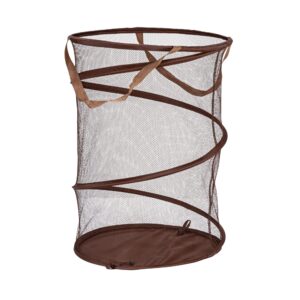 household essentials pop-up mesh laundry hamper, brown