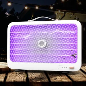 bug zapper indoor and outdoor - 10 years lifespan led mosquito zapper, 4000v rechargeable fly zapper for patio home camping balcony