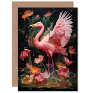 artery8 fun freedom fantastic flamboyant flamingo feathers for wife her mum sister daughter mom gran nan birthday thank you mothers day blank art greeting card