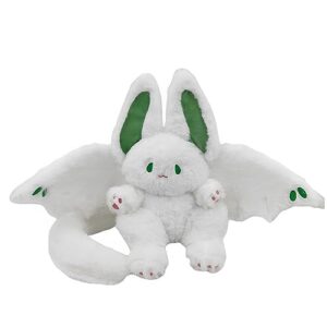 vseegrs flying bunny rabbit stuffed animals, cute and fluffy plush pillow with rabbit ears and bat wings, soft bat bunny stuffed animal for kids, adults, boys and girls(green, 13.7in)