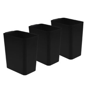 yarebest 3-pack 4.5 gollon plastic garbage can, black open-top waste bins for bathroom, kitchen, office, home