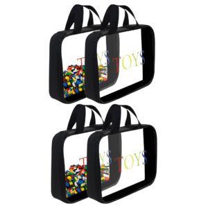 4 packs large toy storage bags,clear pvc bags with zipper,toy storage organizer,waterproof toy bags for board games, building blocks,leather material,toys design,(big size)