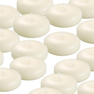 knourt 12 pack floating candles, 3” ivory unscented dripless wax burning candles, for weddings, party, cylinder vases, and home decorations…