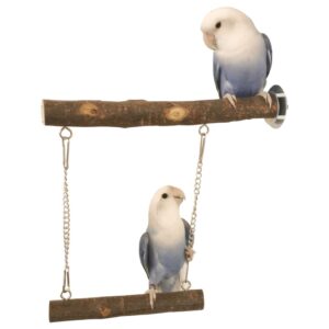 bird swing, natural wooden parrot cage toys bird perch stand for parakeets cockatoos conures lovebirds bird cage accessories