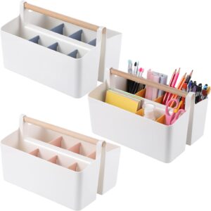 lnrueg 3 pcs craft caddies with handle,9.8'' x 7.1'' x 5.9'' caddy organizer with handle, divided baskets for pencil caddy、marker caddy、art bin, diaper organizer caddy with detachable dividers