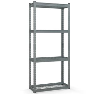 goplus 4-tier metal shelving unit, heavy duty wire storage rack with anti-slip foot pads, height adjustable shelves for warehouse, kitchen, living room, garage, 12" d x 27.5" w x 60" h