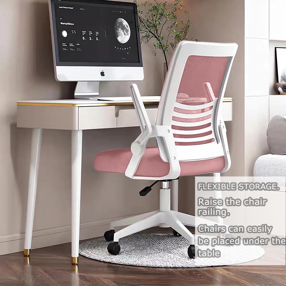 XUEGW Home Office Chair Ergonomic Desk Chair Mesh Computer Chair with Lumbar Support Armrest，Reclining Office Chair Swivel Chair with Flip-up Arms