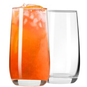 paracity highball glasses set of 2, drinking glasses 12 oz, clear glass cups, tall tumbler water glasses, glassware set for cocktail, coffee, mojitos