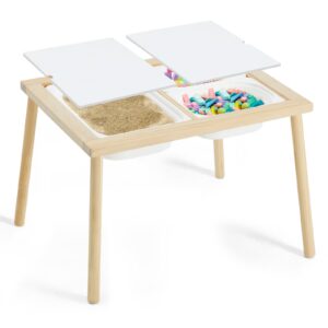 sensory table for toddlers 1-3, kids table with 3 storage bins writable lids, sensory activity table, play sand table for indoor outdoor