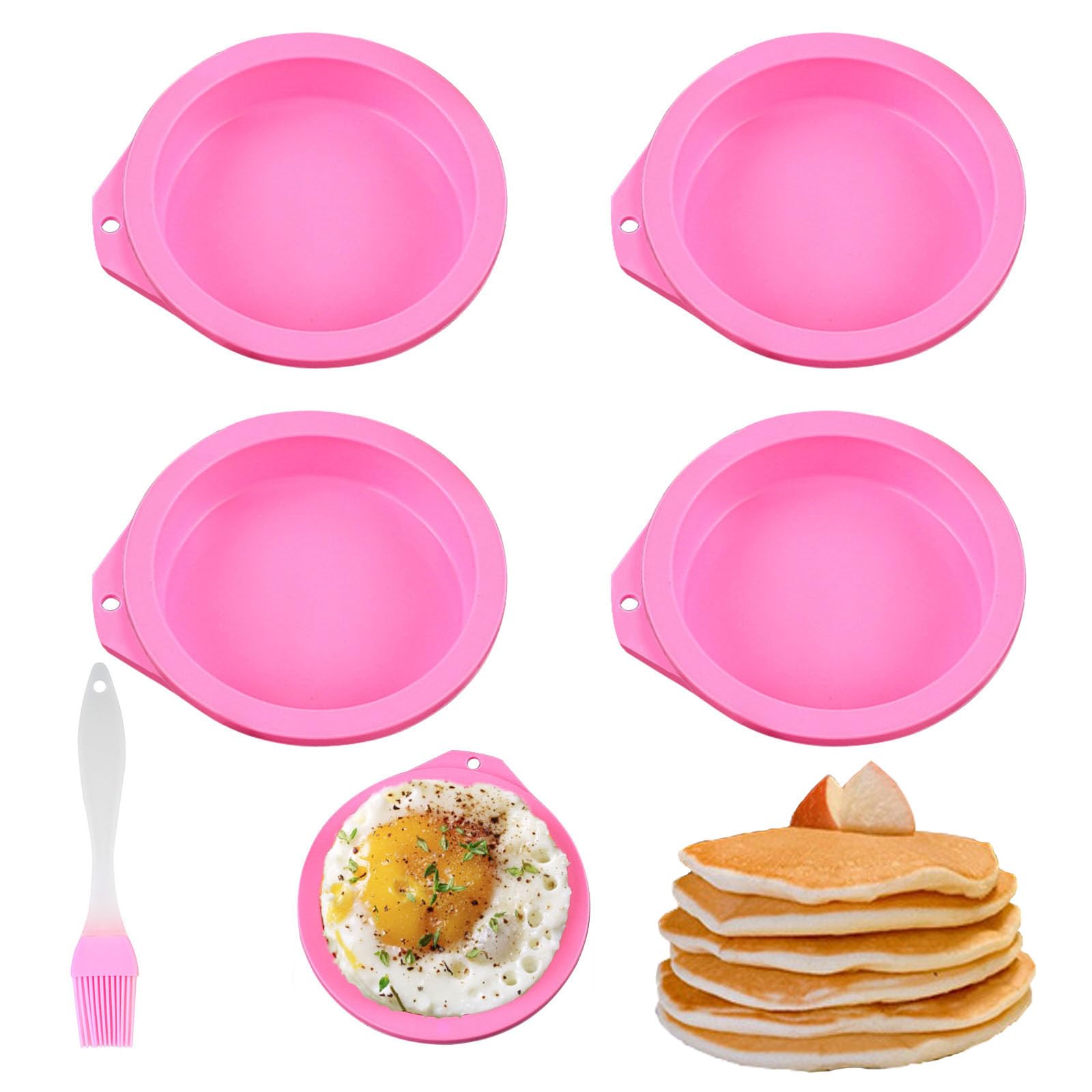 4 Pcs Air Fryer Egg Molds, Round Air Fryer Egg Bites Silicone Mold 4 Inch Silicone Egg Molds Non-Stick Silicone Egg Pan Mini Pancake Mold for Cake Muffin Top, Air Fryer Accessories