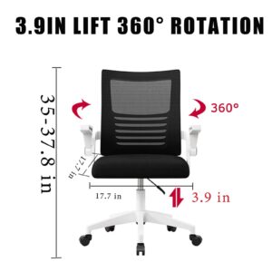 XUEGW Home Office Chair Ergonomic Desk Chair Mesh Computer Chair with Lumbar Support Armrest，Reclining Office Chair Swivel Chair with Flip-up Arms