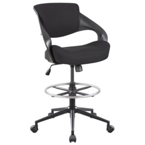 bojuzija ergonomic drafting chair,standing computer desk chair,foot ring,lumbar support,swivel task chair-black