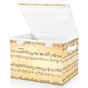 bicca music-sheet-old-pattern large fabric storage boxes with handles, large foldable storage bin with lid, for shelves closet home bedroom office., style