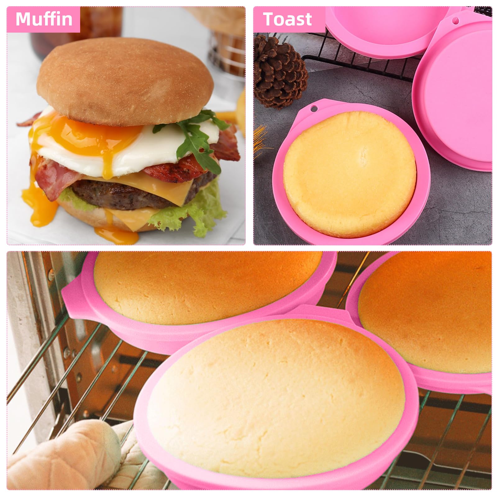 4 Pcs Air Fryer Egg Molds, Round Air Fryer Egg Bites Silicone Mold 4 Inch Silicone Egg Molds Non-Stick Silicone Egg Pan Mini Pancake Mold for Cake Muffin Top, Air Fryer Accessories