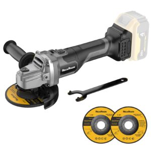 reliaroads 20v brushless 4-1/2" angle grinder for dewalt battery(battery not included), cordless angle grinder with metal grinding wheels. for grinding, cutting,polishing and carving