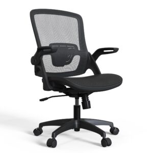 sandure mesh office chair ergonomic home swivel desk chair comfy black modern computer chair with adjustable lumbar support comfortable office desk chair flip up arms with wheels