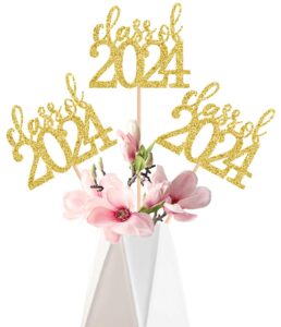 alissar 10 pack double sided gold class of 2024 graduation party centerpiece sticks, table toppers for 2024 graduation party decoration party supplies(gold) (gold)