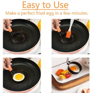 Round Egg Rings for Frying Eggs, 2 Pack 3.5 Inches Egg Ring with Silicone Handle Egg Mold for Breakfast Sandwiches Egg Mcmuffins Non-stick Fried Egg Cooker Ring Egg Shaper for Griddle Frying Pan