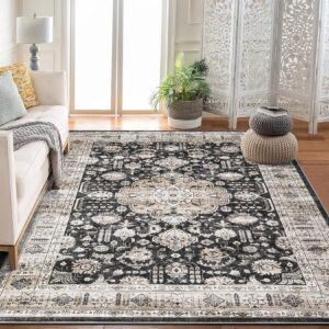 rugsreal washable area rug 9x12 large bohemian rug bedroom living room vintage rugs soft oriental rugs non-slip backing stain resistant for farmhouse kitchen,9x12