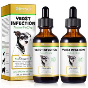 dog yeast infection treatment, 4 fl oz natural yeast infection treatment for dogs supports dog skin itch relief, dog ear infection & allergy relief, pet supplies dog ear care, bacon flavor - 2 x 60ml