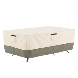 bitubi 72 inch rectangular/oval patio table cover,heavy duty waterproof outdoor table cover winter, patio furniture covers, beige