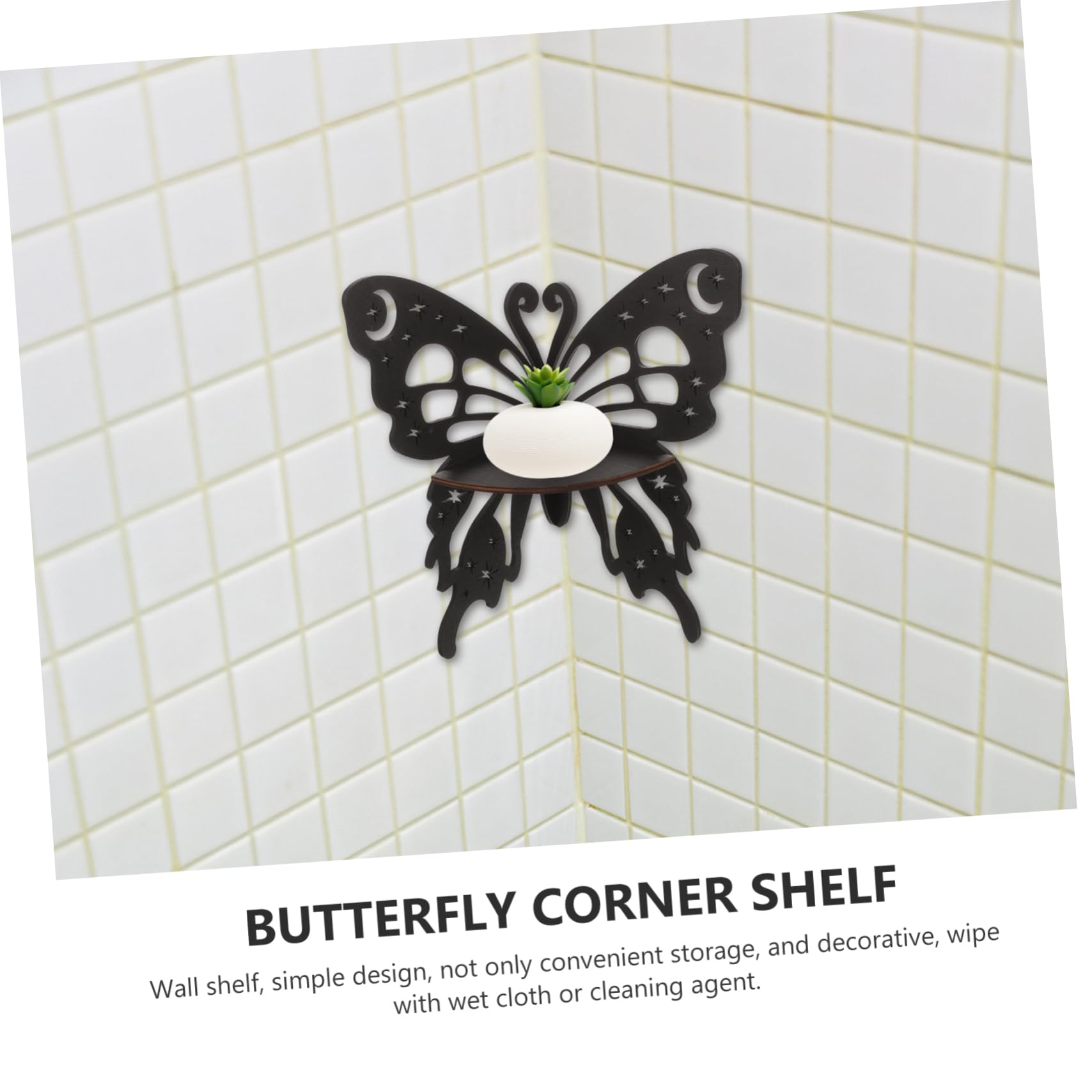 LIFKICH Butterfly Corner Shelf Wooden Floating Shelf Storage Rack for Wall Decor for Displaying Photos and Decorative Items Bedroom Living Room Bathroom