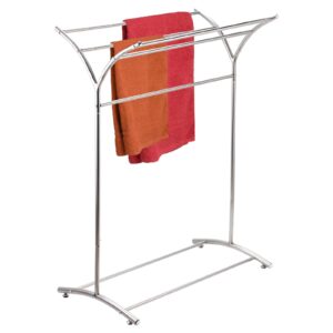 freestanding towel rack, 5 tier stainless steel towel bar stand, modern industrial blanket ladder display and drying rack for bedroom bathroom