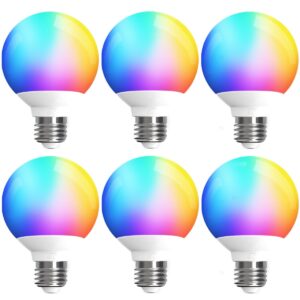 ilc g25 led globe light bulbs 6w, work with alexa required echo device, color changing, color temprature: 4000k natural white, cri>95+, e26 base, for vanity makeup mirror, bathroom (6 pack)