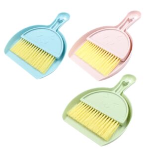 hitefu mini dust pans with brush set, small broom and hand dustpan set for home cleaning, dust pans and broom combo set hangable whisk broom for table countertop sofa keyboard and pets(3 colors)