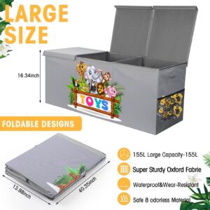 SiliFine Christmas Gifts Extra Large Toy Box Chest with Lid 3 Compartments Handles 40.35 x 14 x 16.3 Inch Toy Storage Bins Collapsible Toy Organizers for Kids Boys Girls Nursery Room Playroom Bedroom