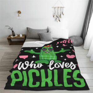 Pickle Blanket Pickles Gifts for Kids Just A Girl Who Loves Pickles Soft Flannel Blankets Used for Sofa Couch Living Room Bed Camping Travel Cozy Warm Lightweight 60"x50" for Pickle Lovers Decor