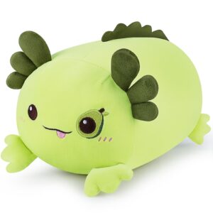 axolotl plush toy-13'' green axolotl plush stuffed animal, avocado axolotl plush pillow, cute soft plush axolotl plushie stuffed toys, axolotl plush pillows decoration gift for kids girls boys