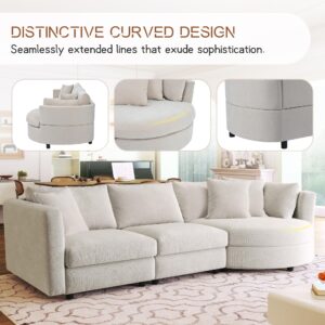 Tmsan 111.4" Curved Sectional Sofa Couch for Living Room, Modern Chenille Cloud Sofa Deep Seat 3 Seat Sofa Couch with 3 Pillows for Apartment Office