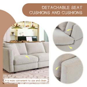 Tmsan 111.4" Curved Sectional Sofa Couch for Living Room, Modern Chenille Cloud Sofa Deep Seat 3 Seat Sofa Couch with 3 Pillows for Apartment Office