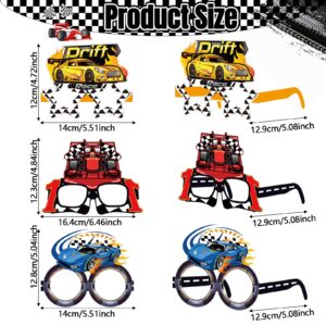 Herdear 32 Pcs Race Car Party Decorations Favor Racing Paper Glasses Frame Trunk Car Theme Eyeglasses Racing Car Party Favors for Boys Race Car Birthday Party Baby Shower Supplies Favors