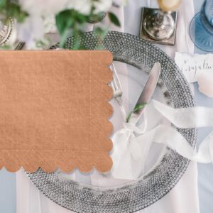 Zhanmai 100 Pack Cocktail Napkins 5 x 5 Inch Scalloped Napkins Beverage Napkins Gradient Color Paper Napkins with Scalloped Edges Thick Disposable Luncheon Napkins for Party Supplies (Earth Tone)