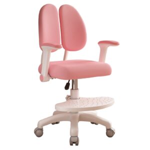 upgraded children desk chair with 360 degree wheels, height depth adjustable kids computer chair, cute children study chair for home, school and library (pink)