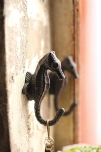 verenix 1pcs cast iron sea horse hook wall mount metal figurine art sculpture home decoration