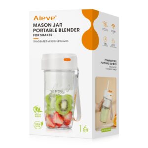 aieve mason jar blender, personal blender portable blender cup for wide mouth mason jar (turns wide mouth mason jar into rechargeable blender)