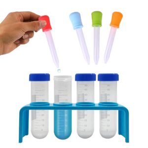 heiheiyo pack of 9pcs kids test tubes 50ml plastic test tubes for children scientist test tubes with stand and tip dropper for kids