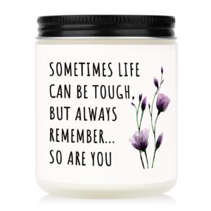 shqiueos get well gifts for women, inspirational candle 7 oz, cancer care gifts for women, sympathy gifts, cheer up, comfort, surgery recover, encouragement lavender scented handmade candle