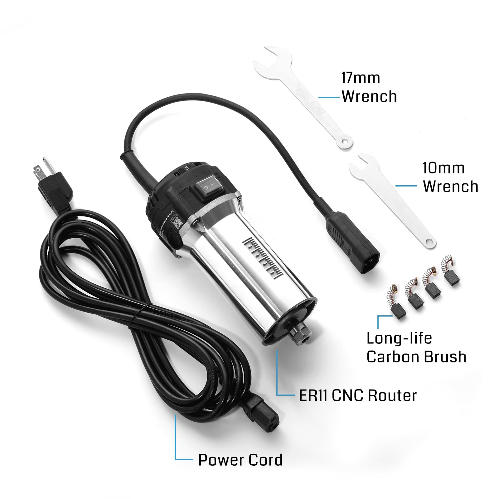 Genmitsu 710W Compact Router 65mm Diameter, 6 Variable Speeds Palm Trimmer Router, with ER11 Collet & 4 Carbon Brushes, Spindle Motor Upgrade for CNC Machines