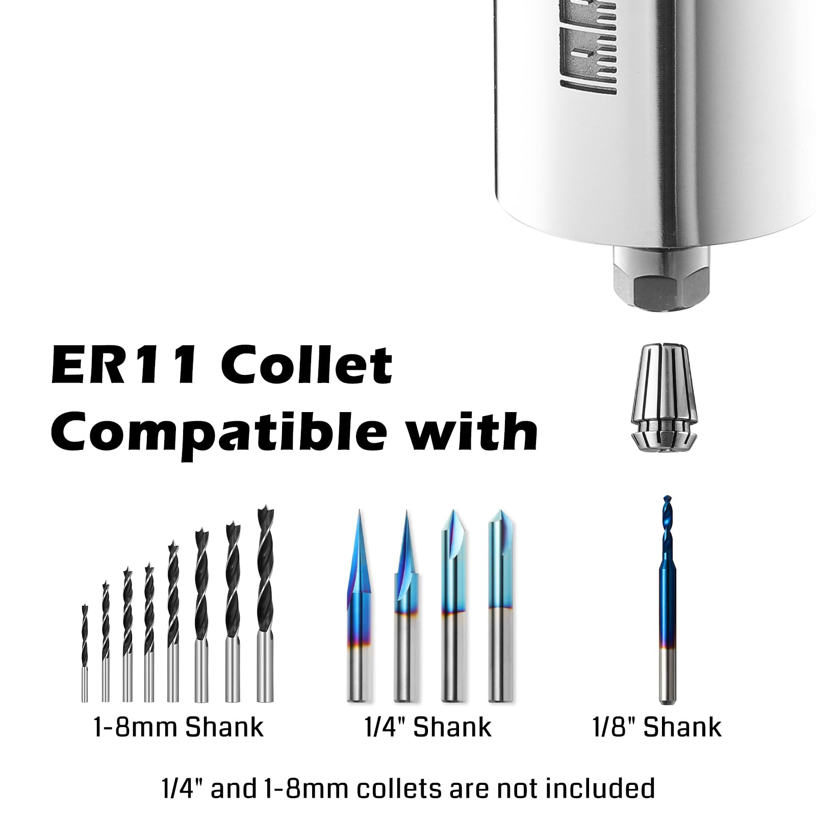 Genmitsu 710W Compact Router 65mm Diameter, 6 Variable Speeds Palm Trimmer Router, with ER11 Collet & 4 Carbon Brushes, Spindle Motor Upgrade for CNC Machines