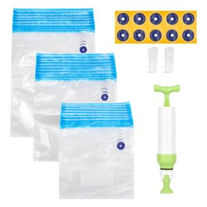 vicarko reusable sous vide bags 3 sizes - 30 pack with hand pump, sealing clips for sous vide cooking and food storage