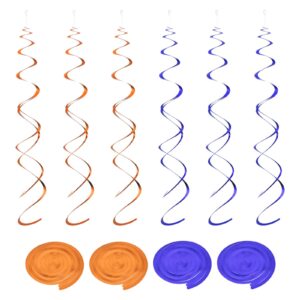 meccanixity 20 pcs party hanging swirls double strip streamer ceiling decorations hanging swirling for birthday,wedding,graduation party supplies,class theme party(dark blue,orange)