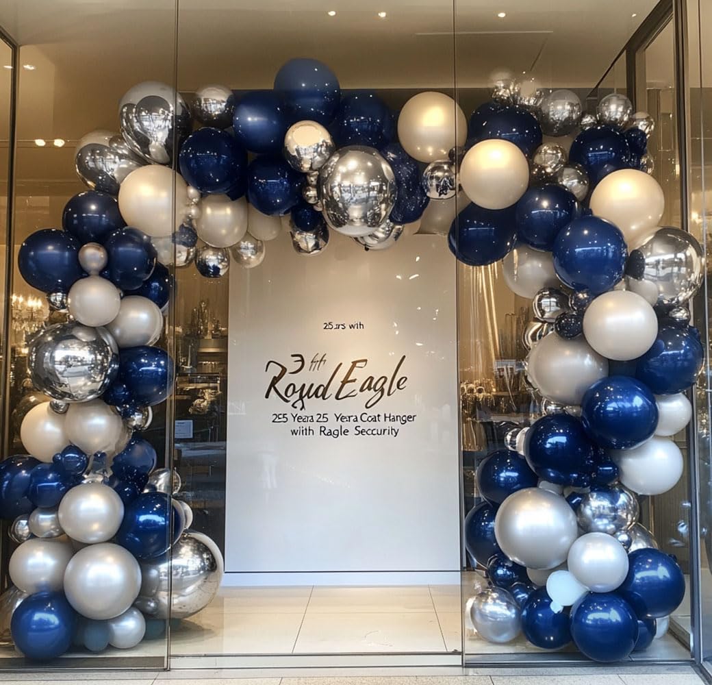 Navy Blue White Balloon Garland Double Stuffed Dark Blue White Sand Pearl Balloon arch Kit Royal Blue Silver Balloon for Birthday Chrismas New Year Baby Shower Graduation Party Decor