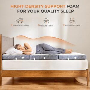 Sweetnight Tri Folding Mattress - 4-inch Foldable Mattress with a Collapsible and Washable Cover | Medium-Firm with Non-Slip Design | Suitable for RV Travel, Camping, Guest （Full）