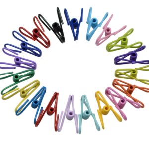 Chip Clips, 20 Pcs 2 Inch 10 Different Mixed Colors Utility Metal Clips PVC-Coated High Elasticity Good Persistence for Clothespins Paper/Food Bag Clips Clothes Pins (20)