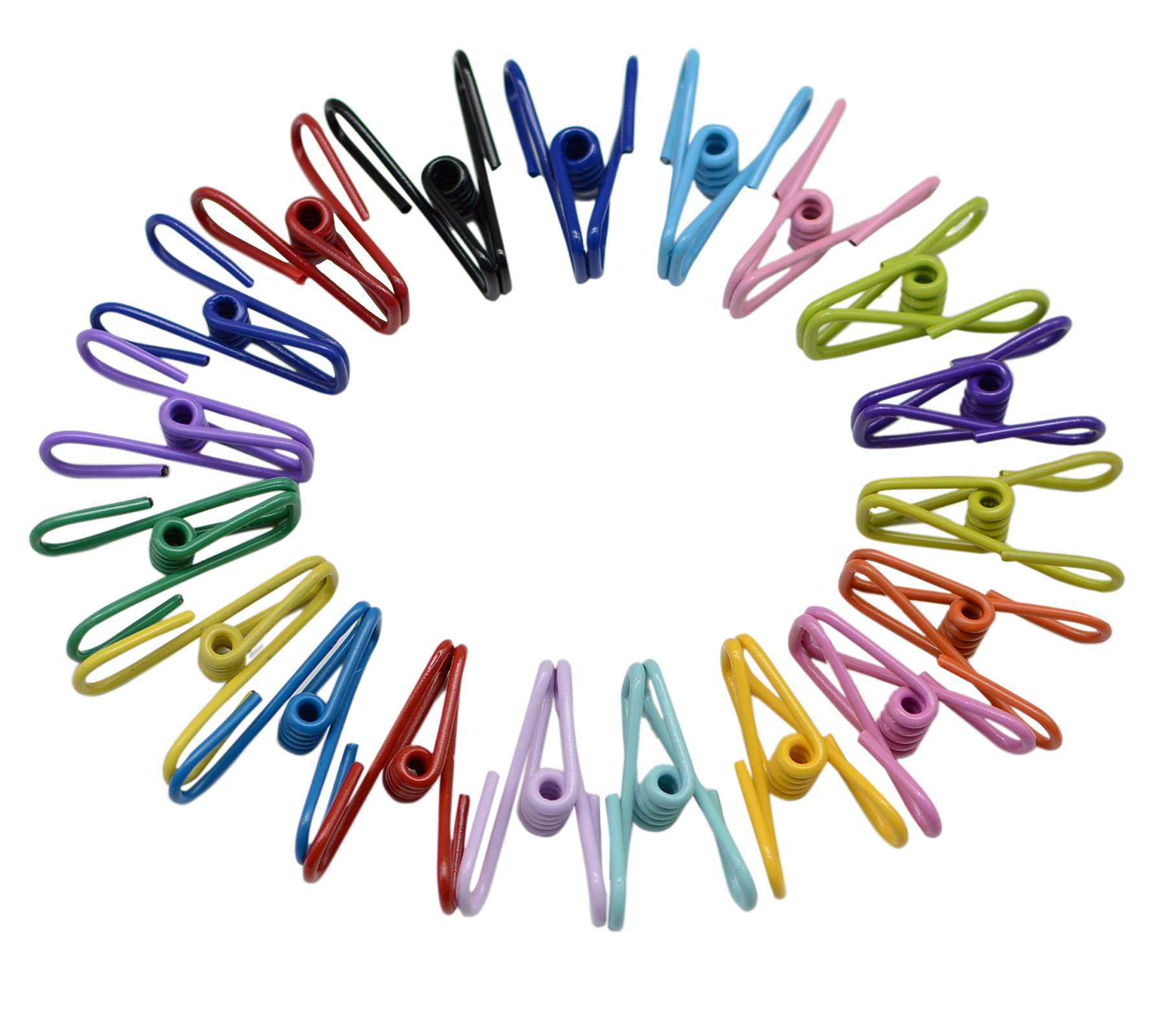 Chip Clips, 20 Pcs 2 Inch 10 Different Mixed Colors Utility Metal Clips PVC-Coated High Elasticity Good Persistence for Clothespins Paper/Food Bag Clips Clothes Pins (20)