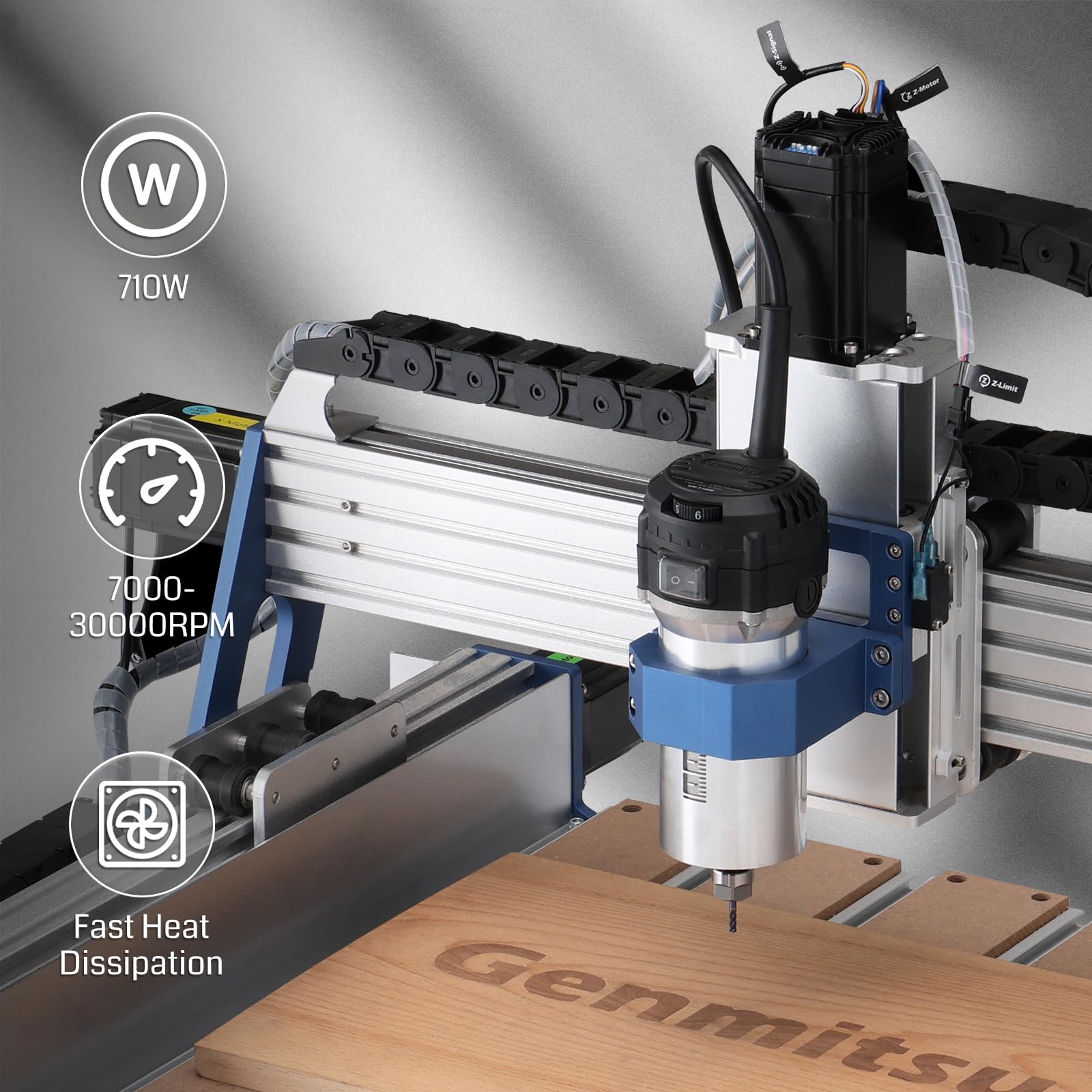 Genmitsu 710W Compact Router 65mm Diameter, 6 Variable Speeds Palm Trimmer Router, with ER11 Collet & 4 Carbon Brushes, Spindle Motor Upgrade for CNC Machines